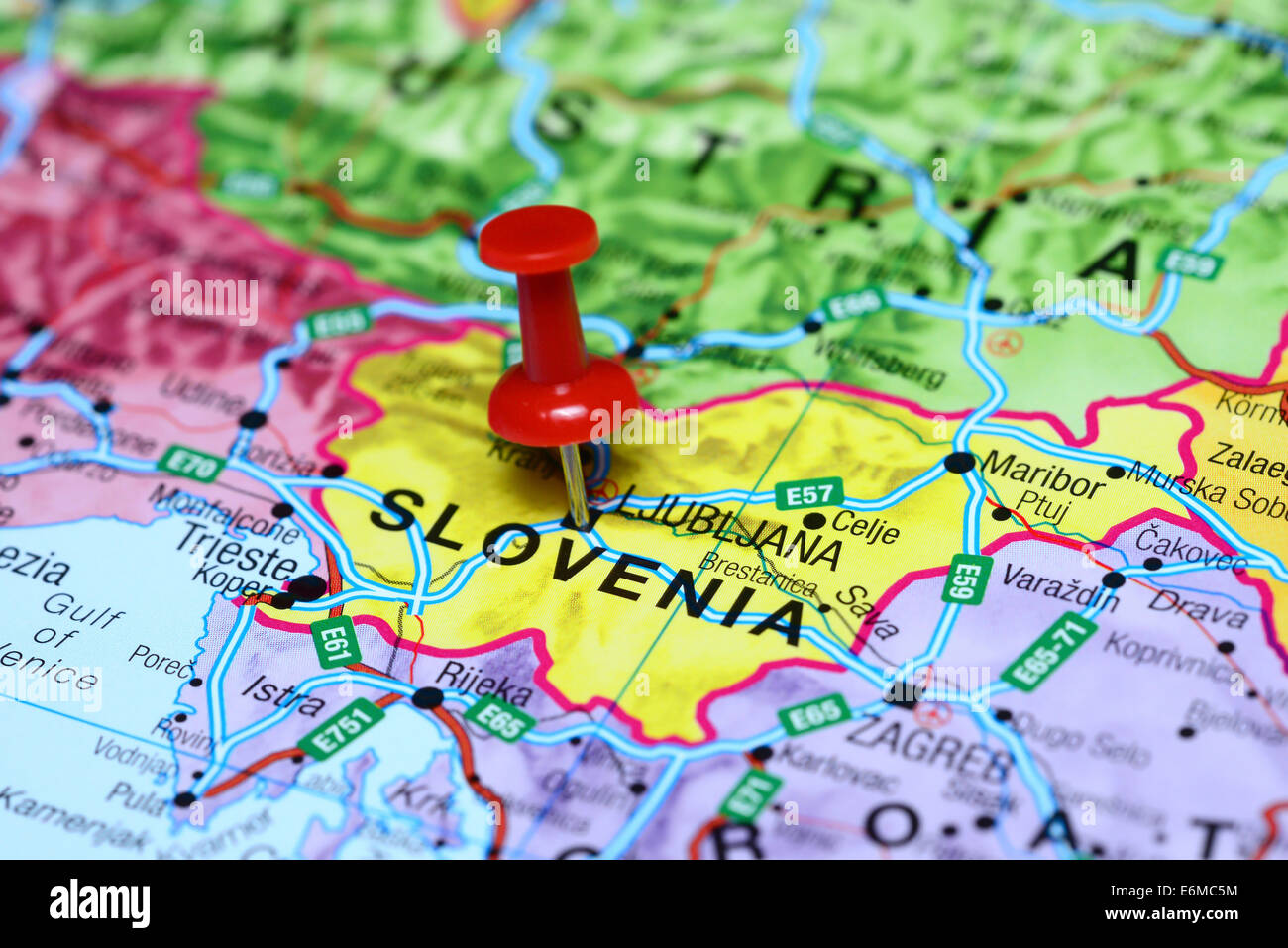 Ljubljana pinned on a map of europe Stock Photo - Alamy