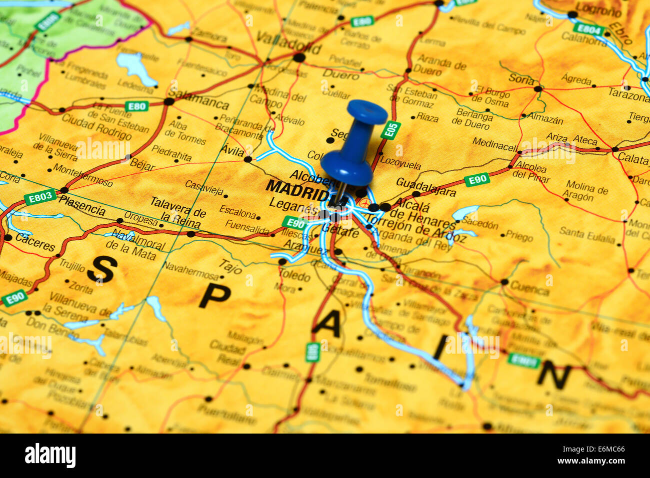 Madrid pinned on a map of europe Stock Photo - Alamy