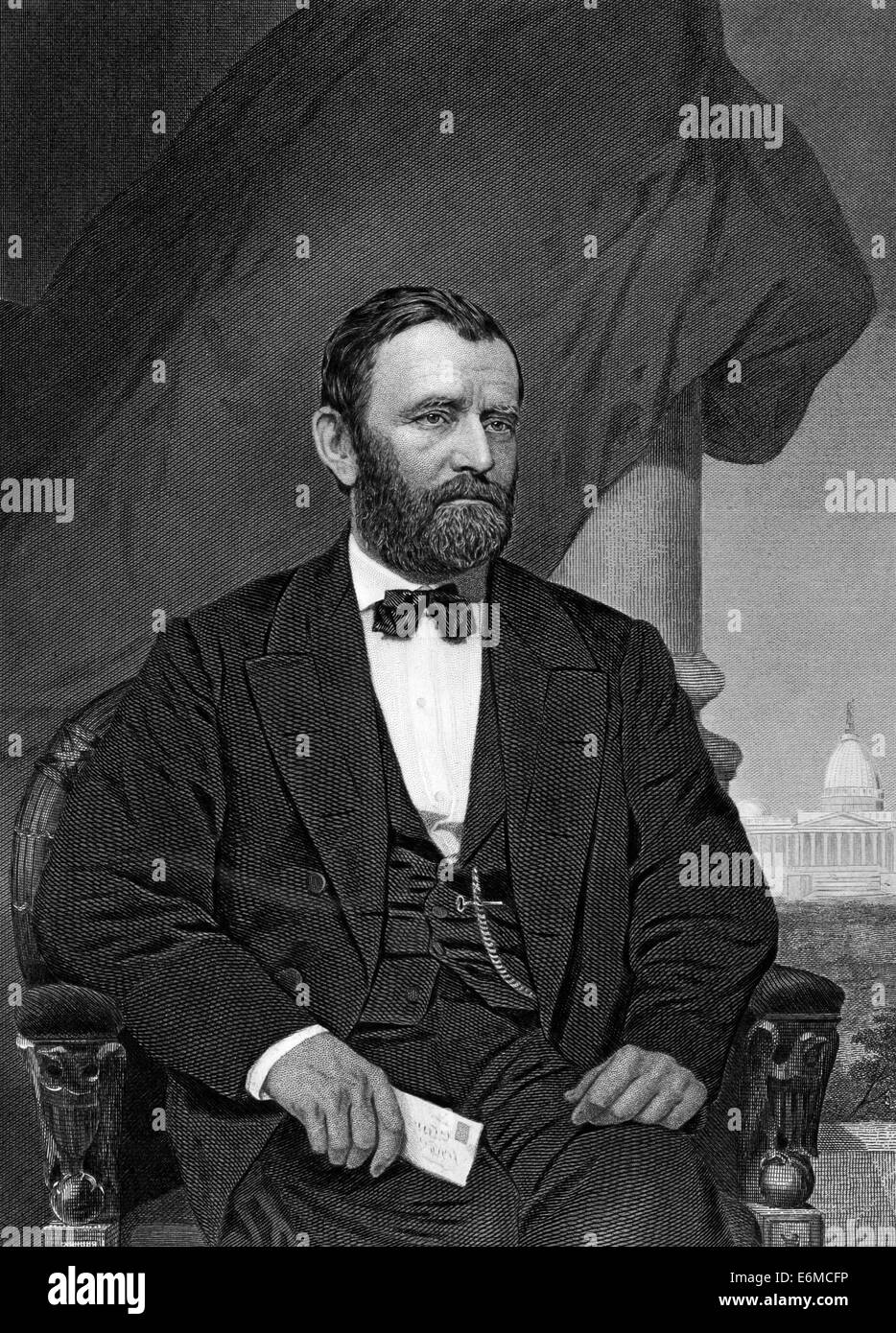 Ulysses S. Grant (1822-1885) on engraving from 1873. 18th President of ...
