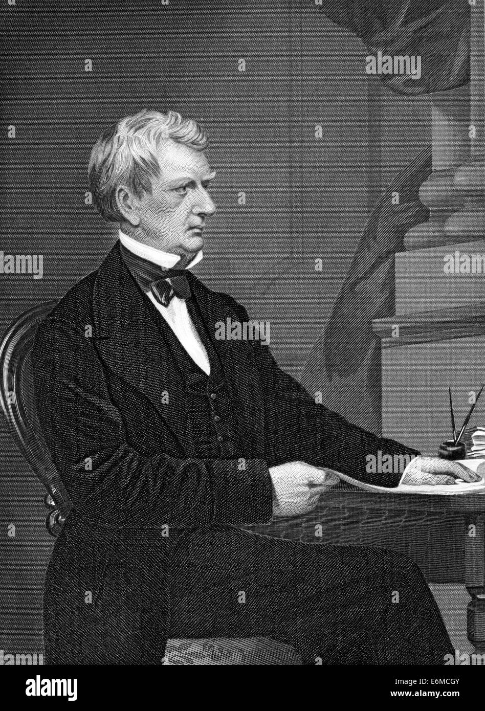 William Henry Seward (1801-1872) on engraving from 1873. American ...