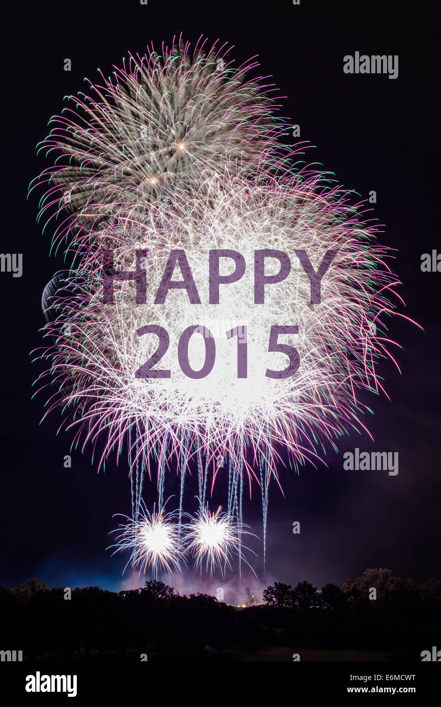 Happy New Year 2015 with fireworks Stock Photo - Alamy