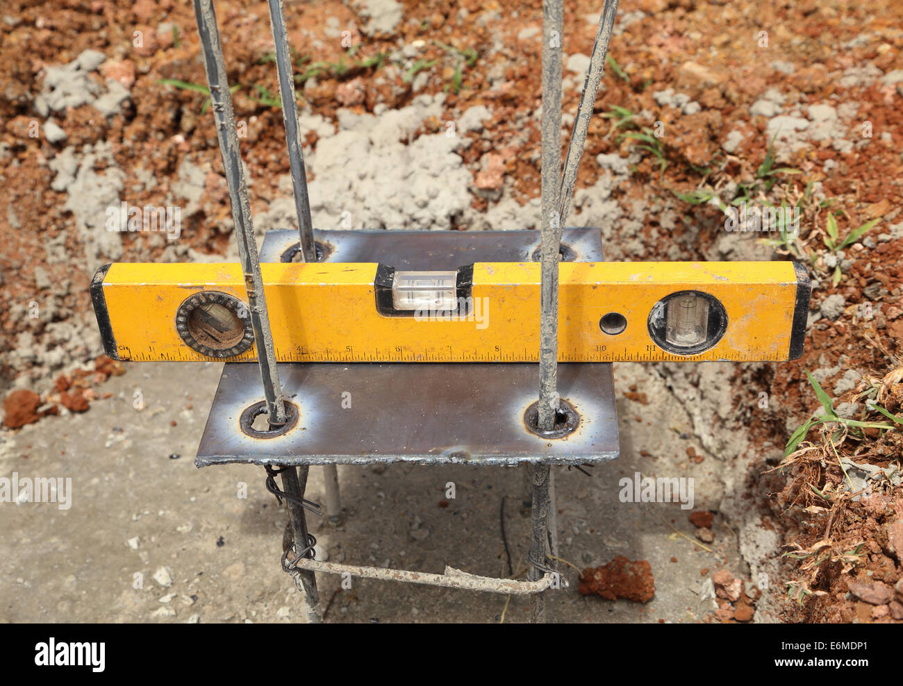construction level meter checking at construction site Stock Photo - Alamy