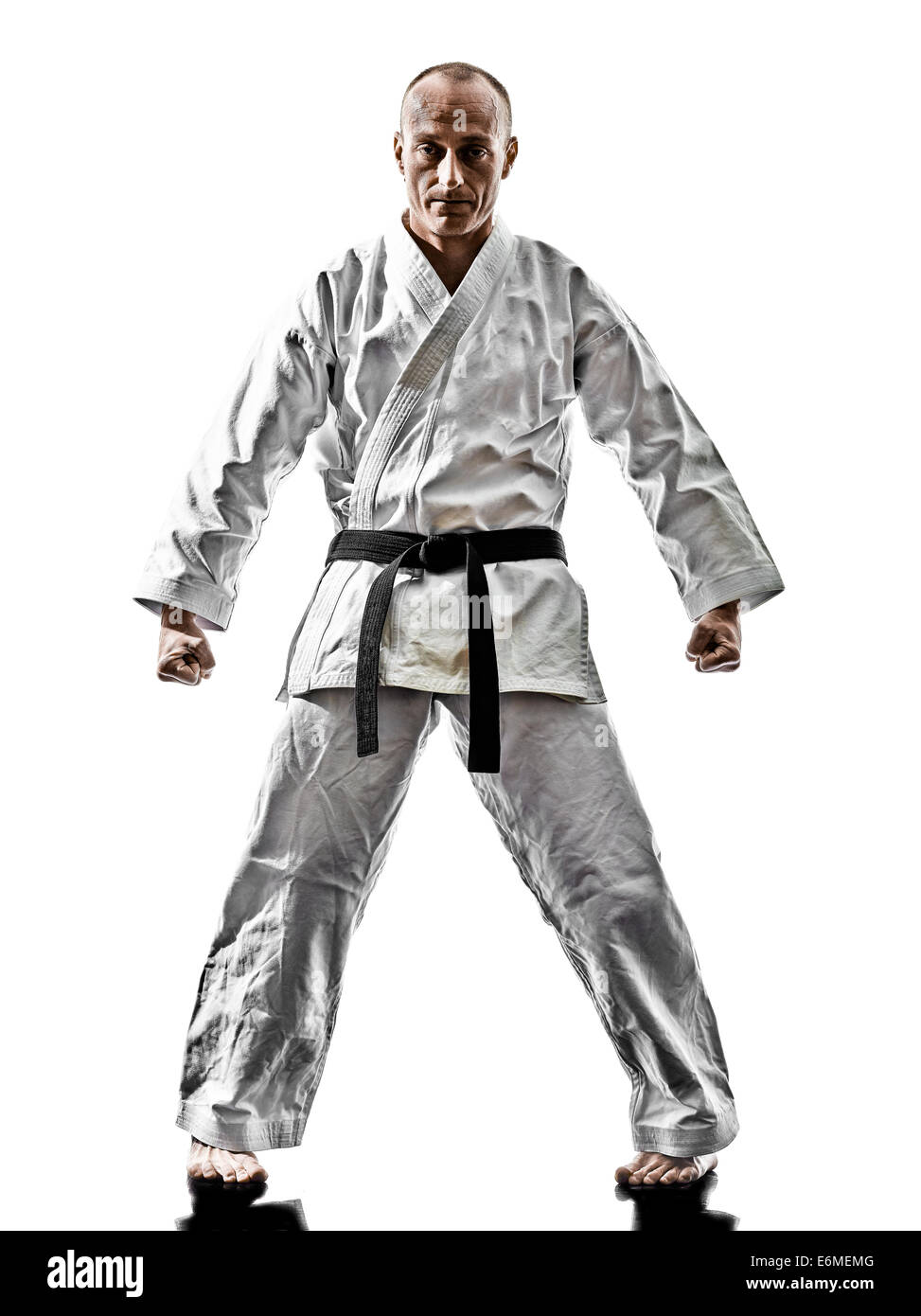 one karate kata training man isolated on white background Stock Photo ...