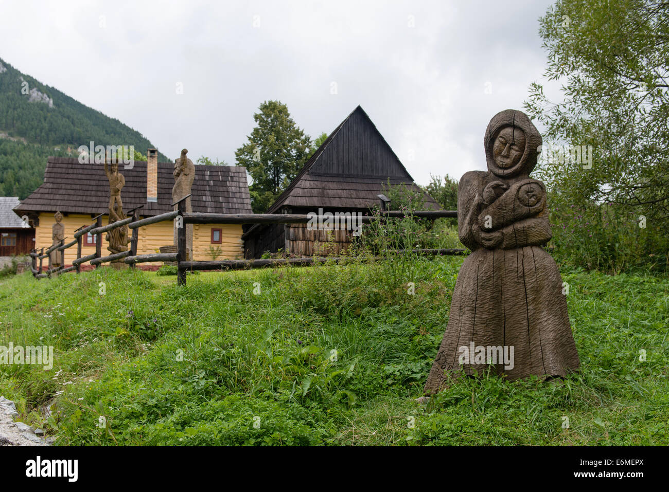 Wooden statues in historical village Vlkolinec, Slovakia - UNESCO World ...
