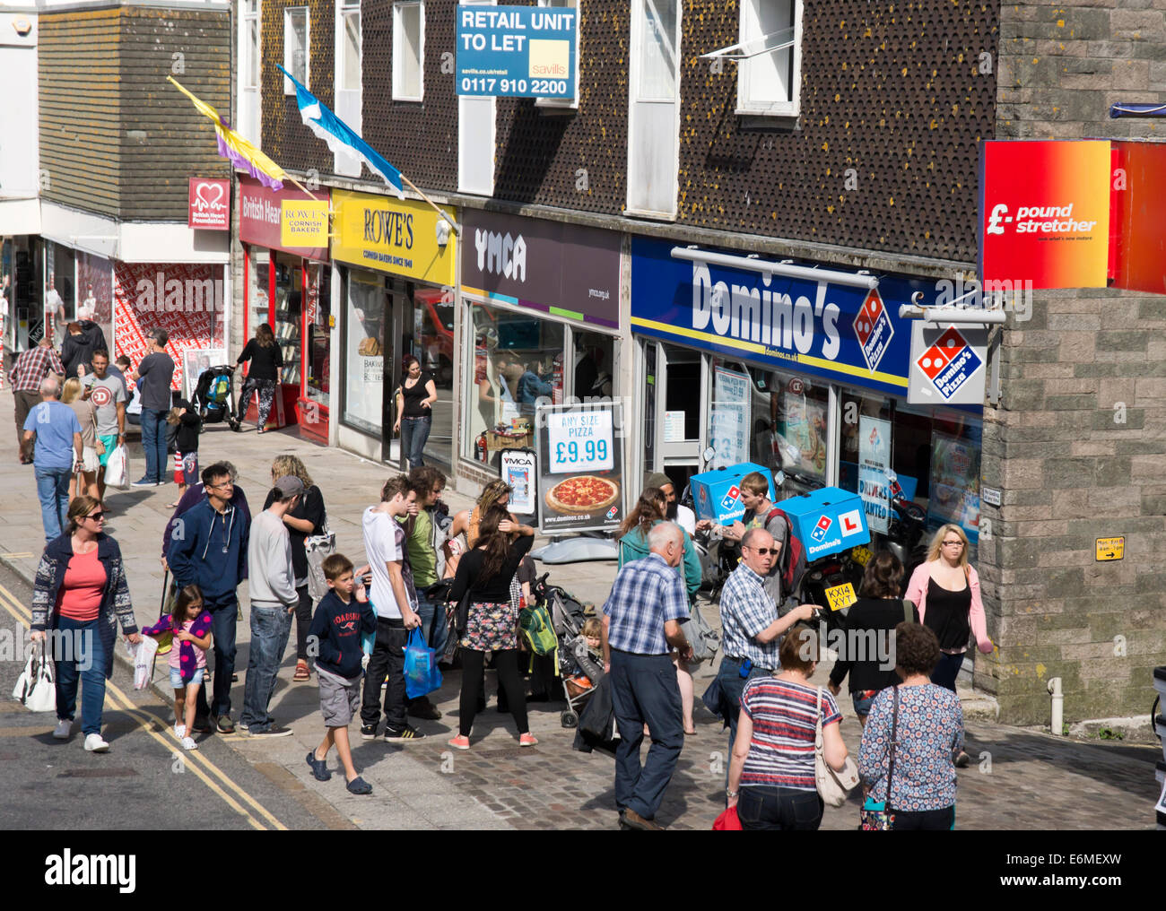 Market Jew Street Penzance Cornwall England UK Holiday makers shopping ...