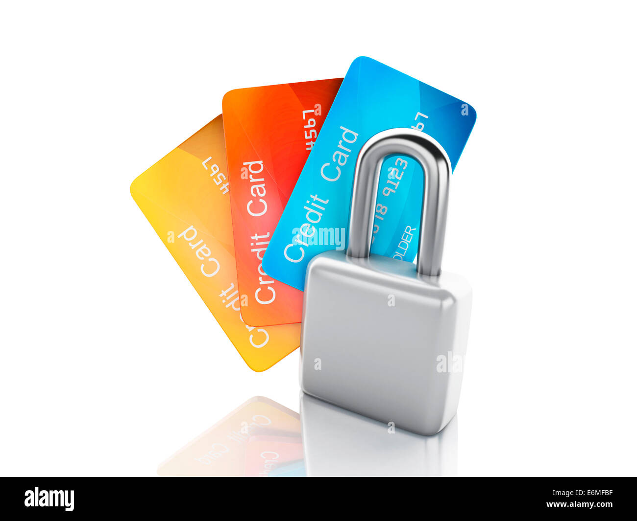 image of credit card and lock .safe banking concept. 3d illustration on ...
