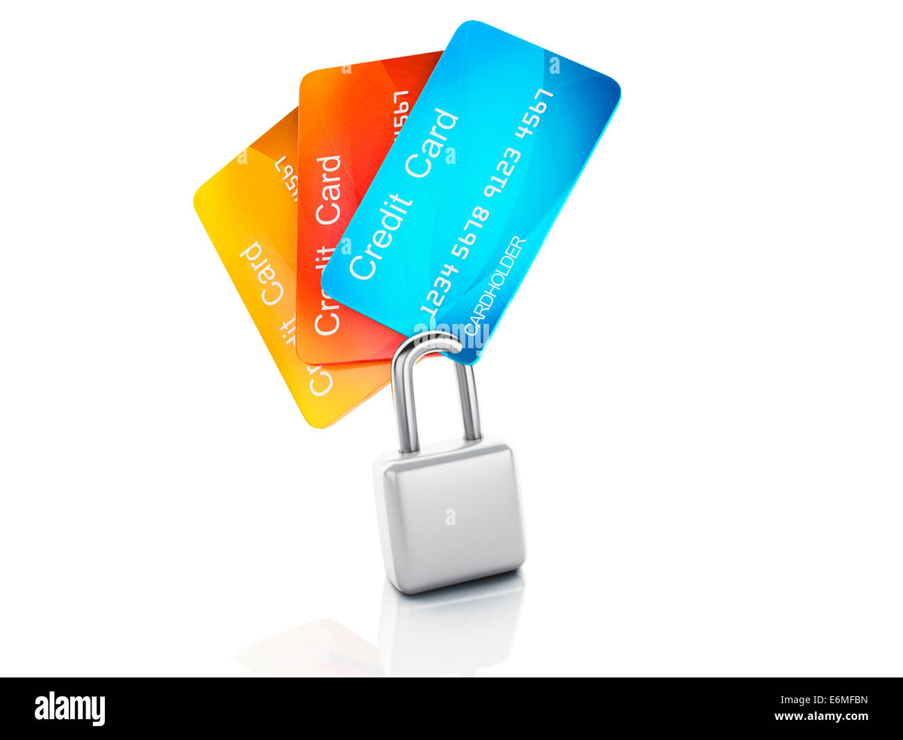 image of credit card and lock .safe banking concept. 3d illustration on ...