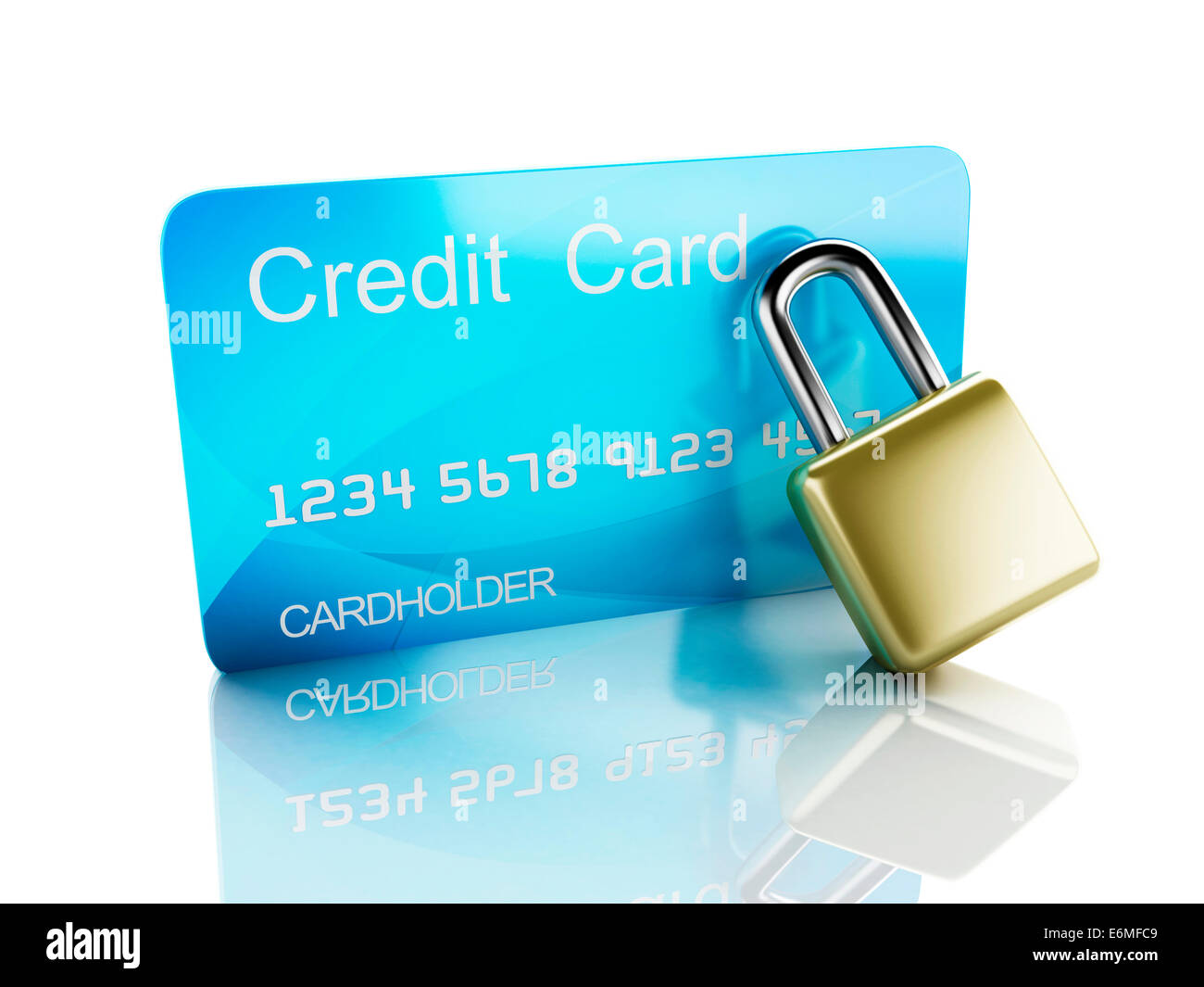 image of credit card and lock .safe banking concept. 3d illustration on ...