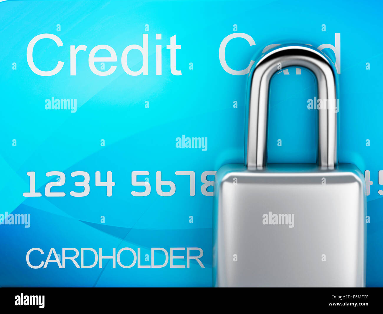 image of credit card and lock .safe banking concept. 3d illustration on ...