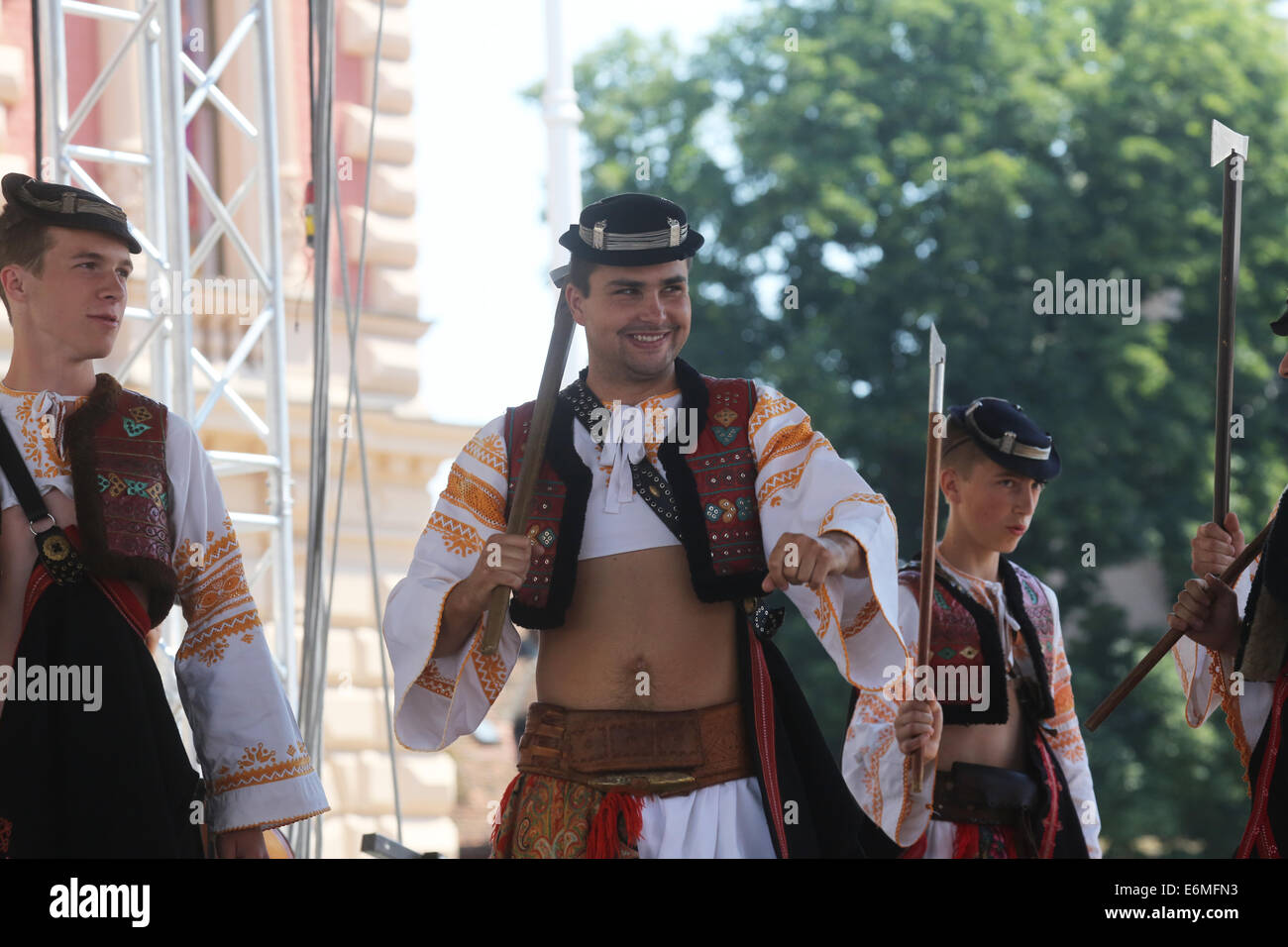 Members of folk group Detva from Slovakia during the 48th International ...