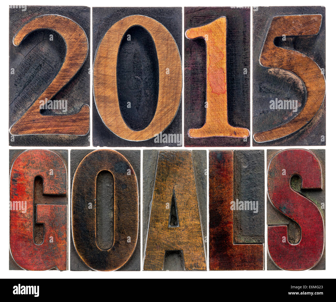 2015 goals - New Year resolution concept - isolated text in vintage ...