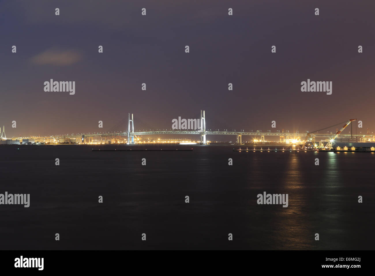 Yokohama Bay Bridge at night, Japan Stock Photo - Alamy