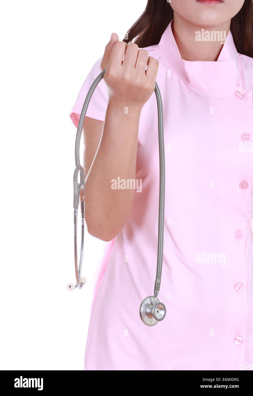 stethoscope with nurse isolated on white background Stock Photo - Alamy