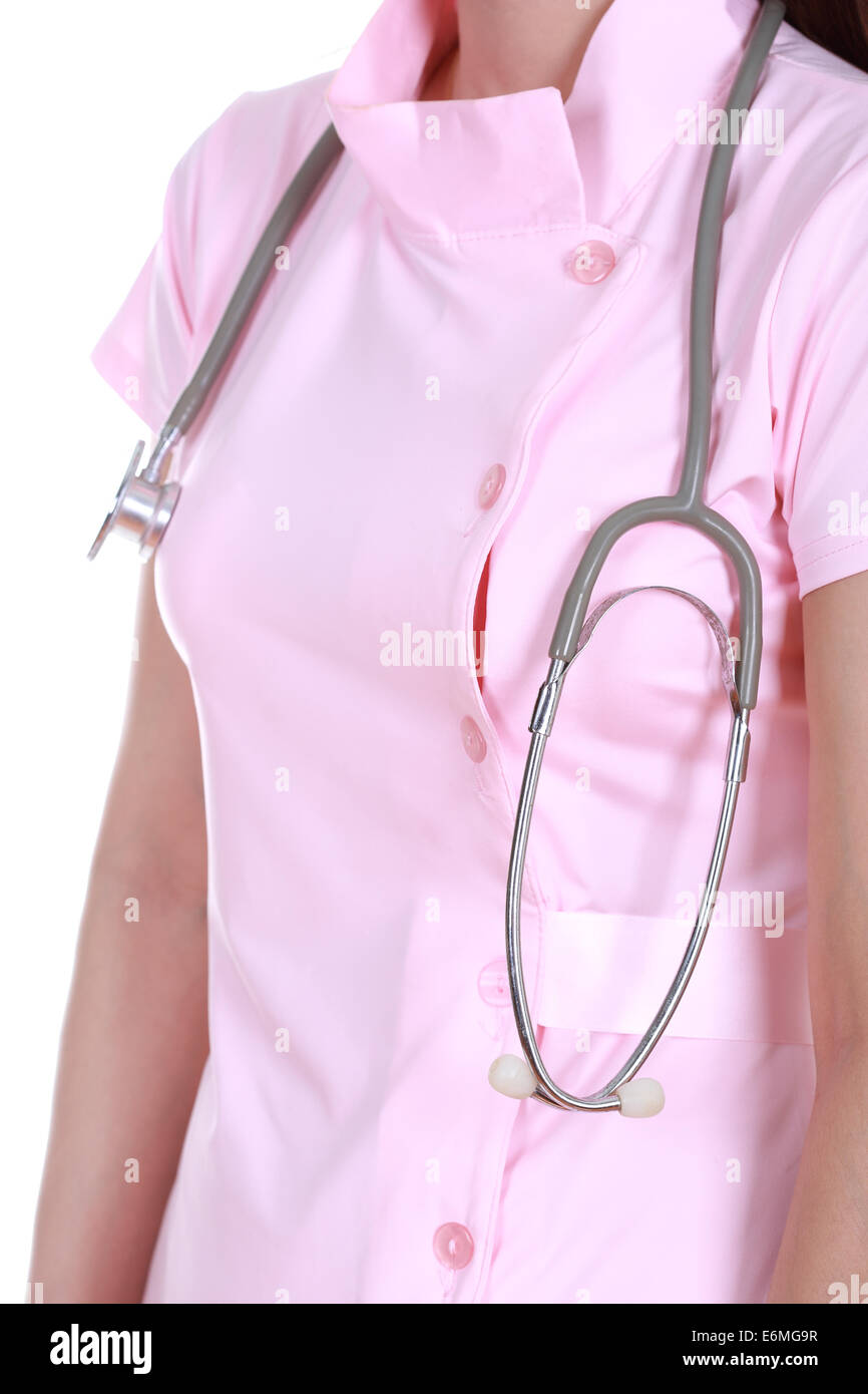 stethoscope with nurse isolated on white background Stock Photo - Alamy