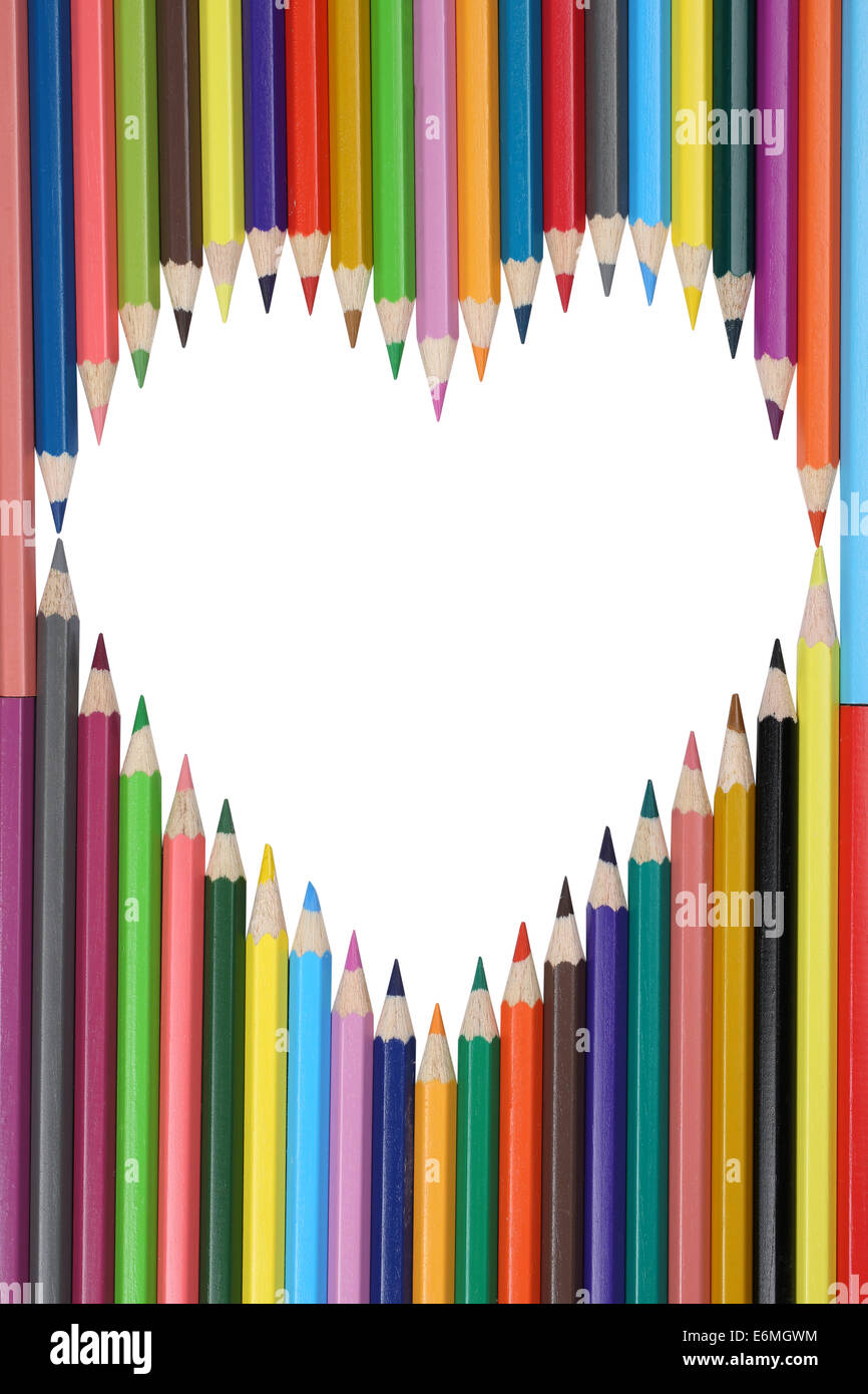 Pencils forming a heart love topic, isolated on a white background ...