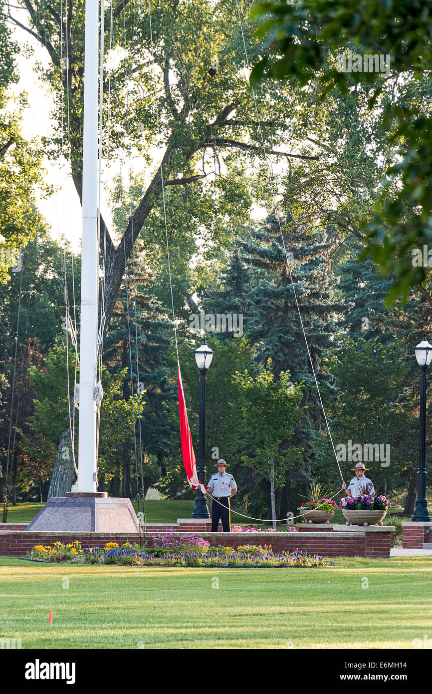 Dawn raising of the Canadian flag at the RCMP Depot cadet training ...