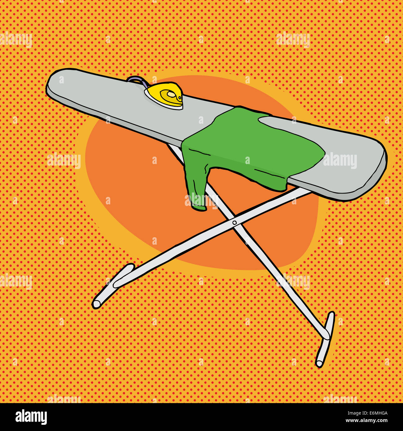 Cartoon ironing board with steam iron and shirt Stock Photo - Alamy