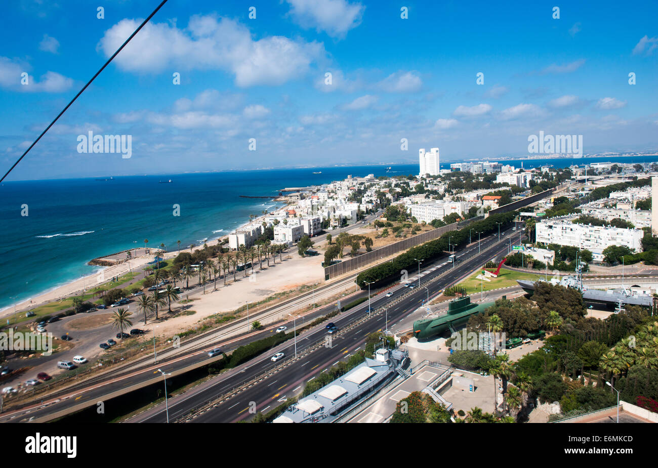 Haifa's aerial cable car at the top of Mount Carmel near the Stella ...