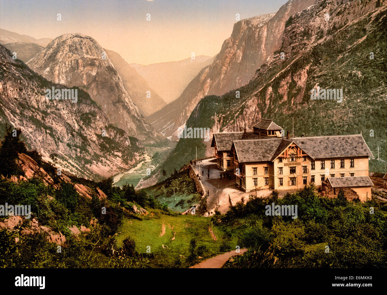 Stalheim Hotel & Naerodalen (ie. , Nærøydalen) Norway, circa 1900 Stock ...