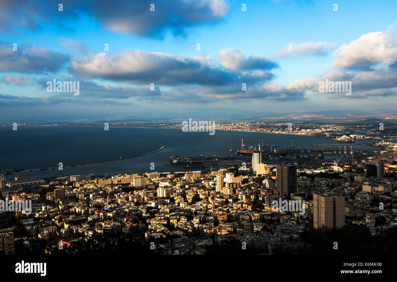A majestic view of the city of Haifa as seen from the Louis promenade ...