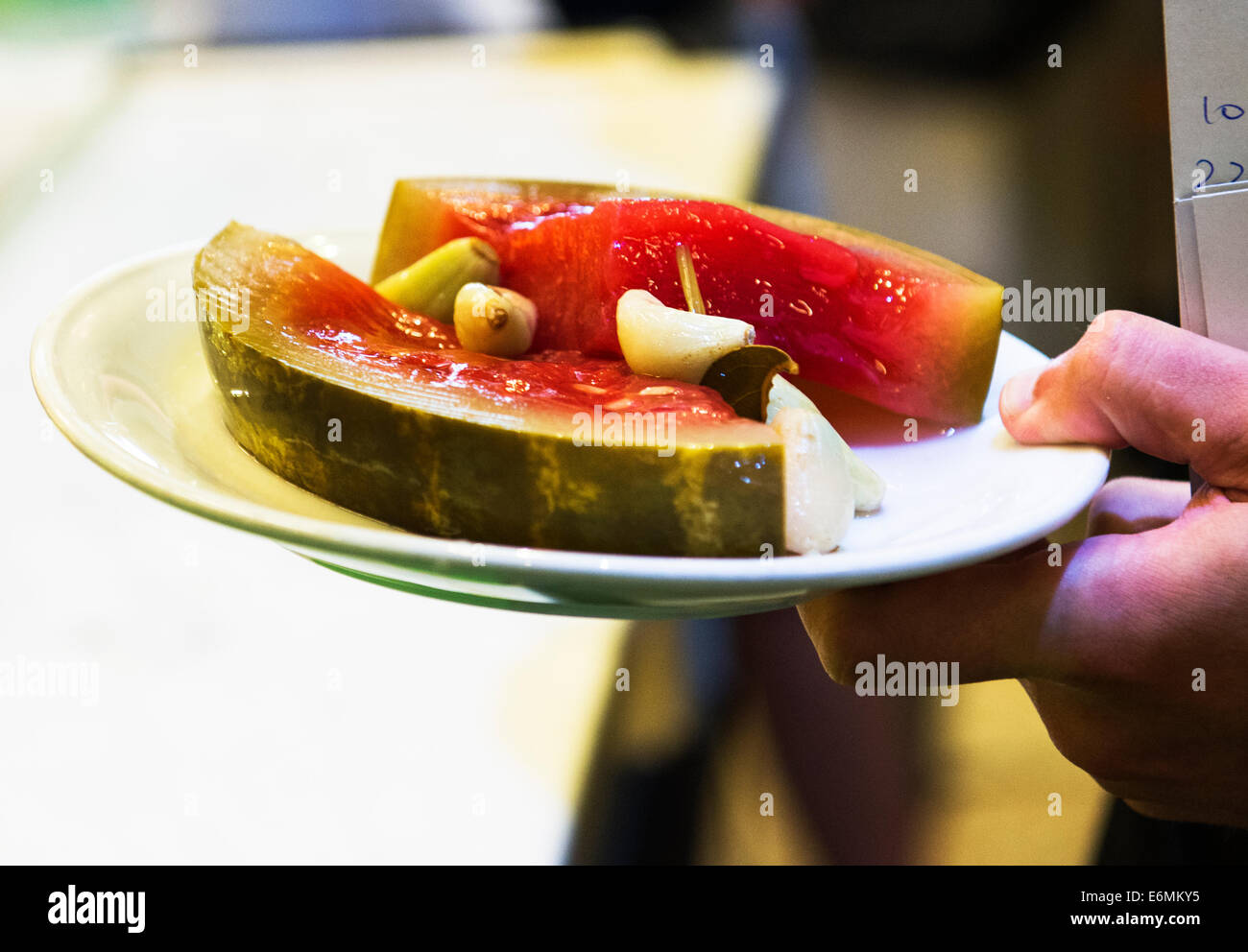 Romanian style pickled watermelon served in the popular Romanian style ...