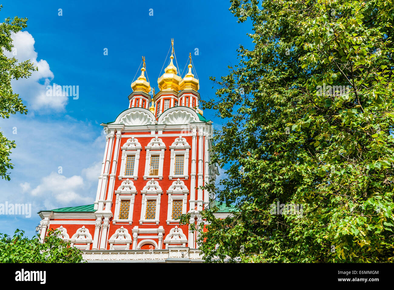 Novodevichy convent of Moscow. Gate church of the Transfiguration Stock ...