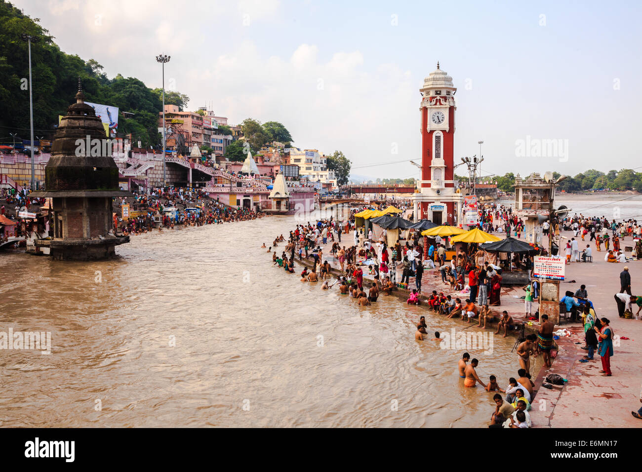 HARIDWAR, INDIA - AUGUST 16 : Hindu pilgrims visit the holy city of ...