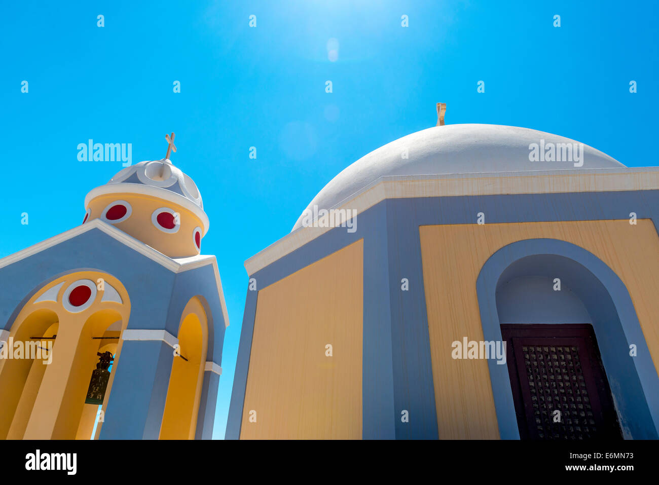 Typical Greek Catholic Church in Fira, Island Santorini, Greece Stock ...