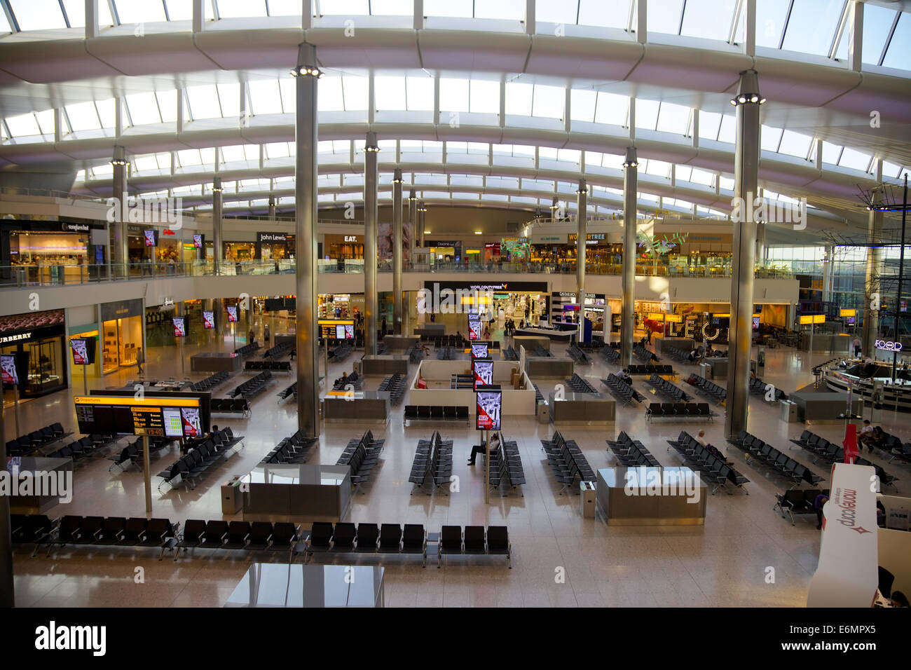 The shopping area at the new terminal 2 building at Heathrow airport ...