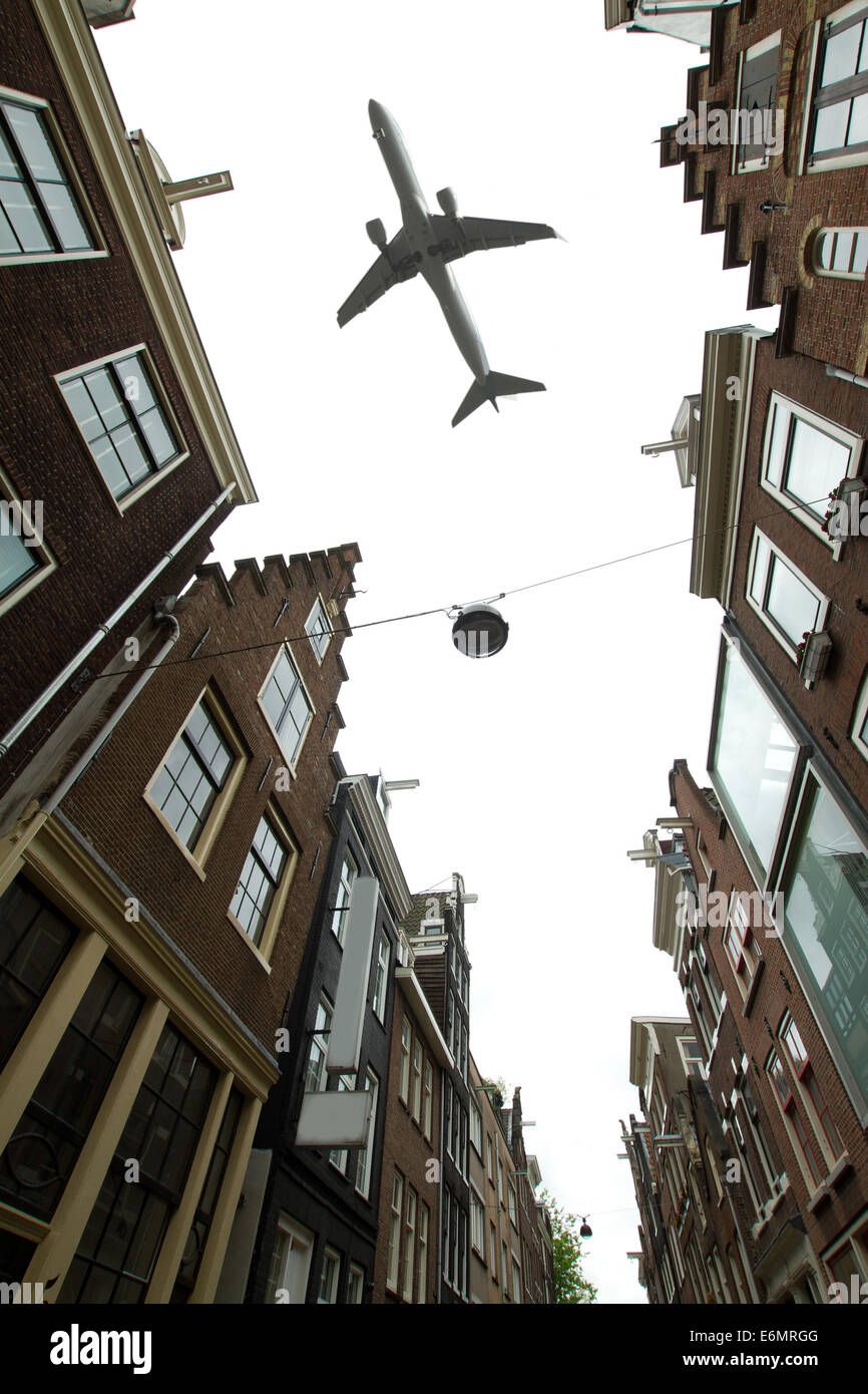 plane over Amsterdam Stock Photo - Alamy