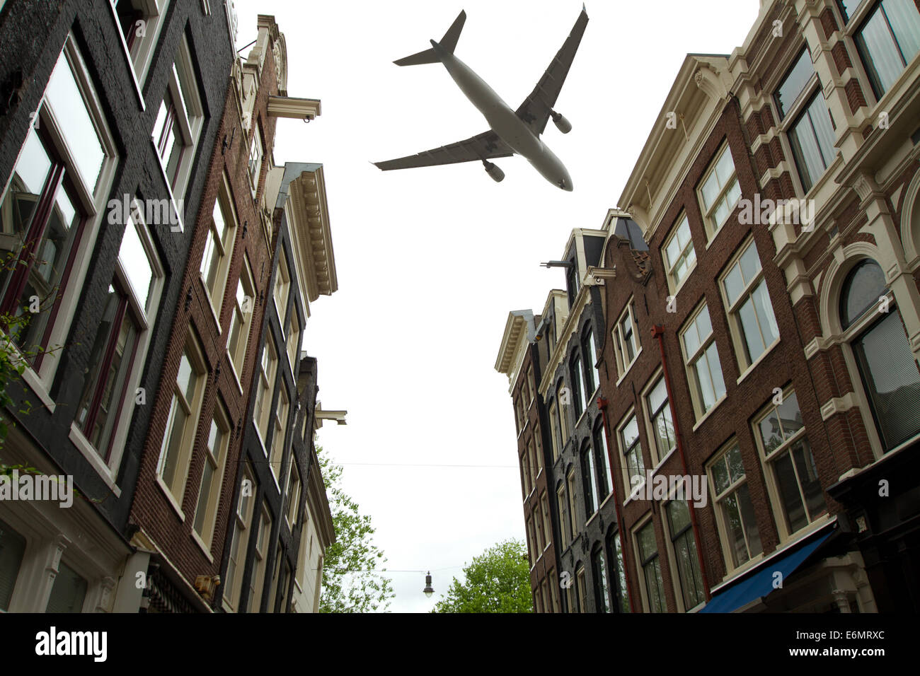 plane over Amsterdam Stock Photo - Alamy