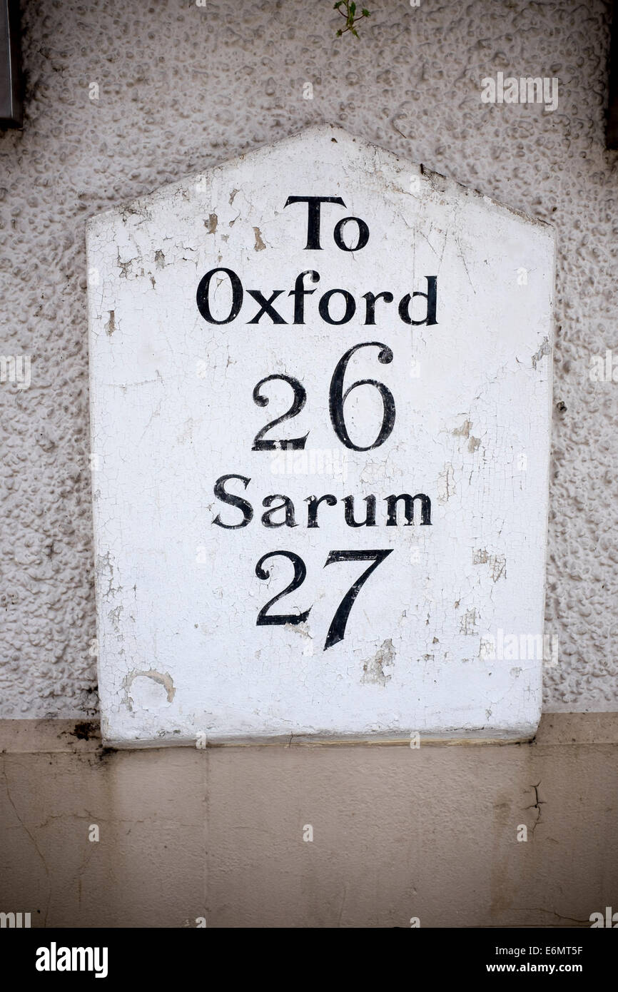 Mileage Marker Sign in Hungerford Berkshire Stock Photo - Alamy