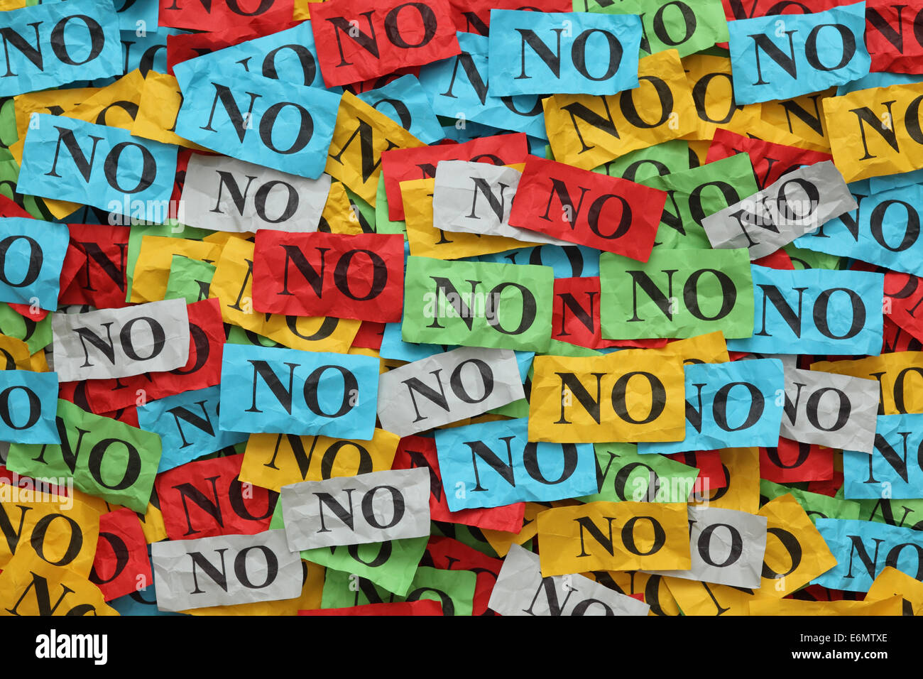 Pile of crumpled colorful paper notes with words "No Stock Photo - Alamy