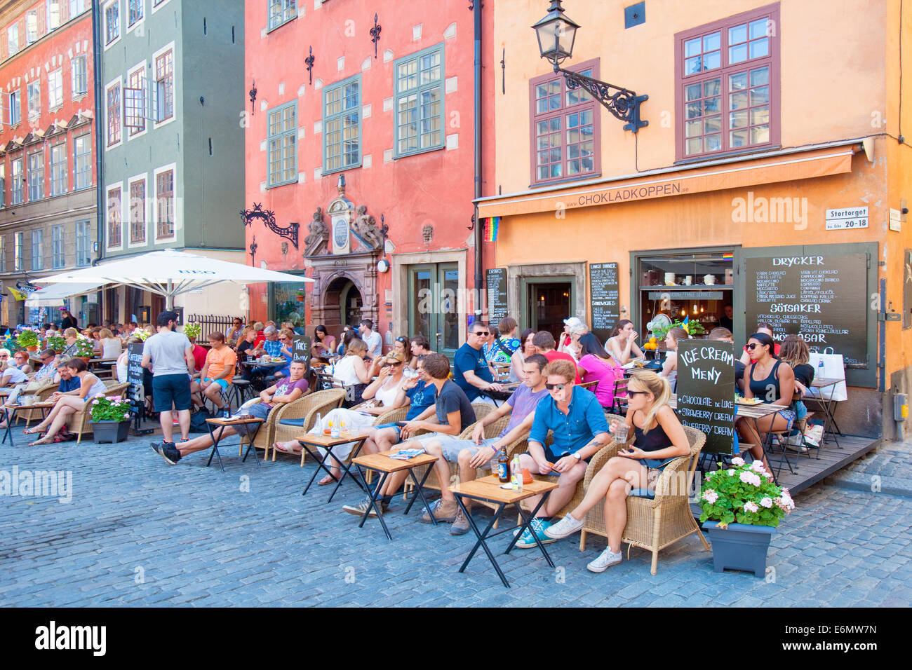 Sweden, Stockholm - People sitting at restaurant in The Old Town Stock ...