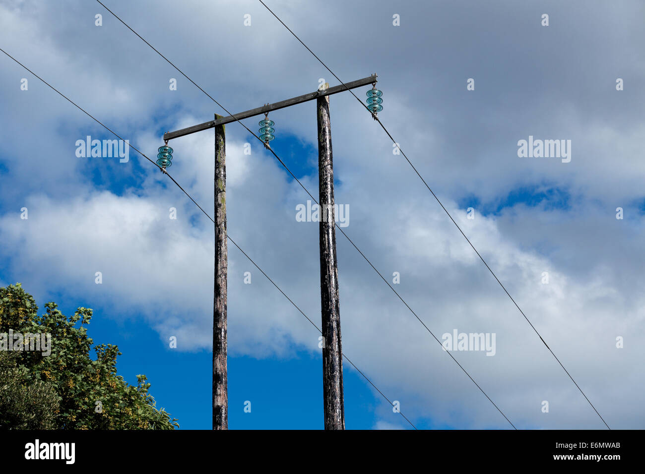 Electric transmission lines wooden poles hi-res stock photography and ...
