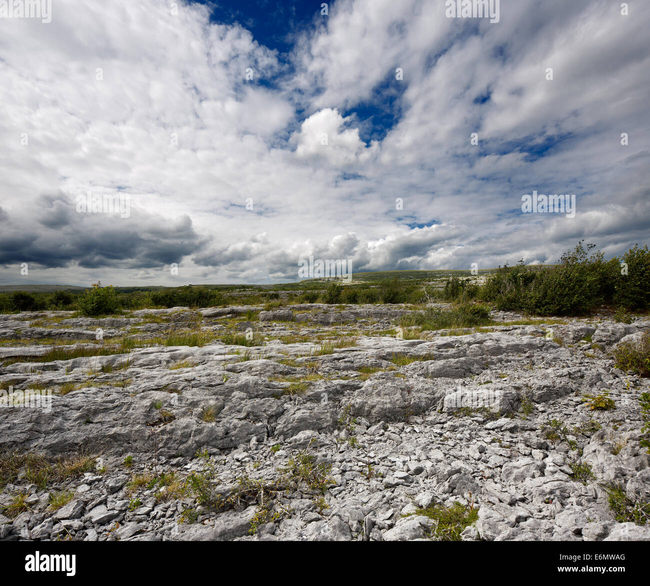 Rocky landscape of the Limestone Pavement Mountains in The Burren in ...