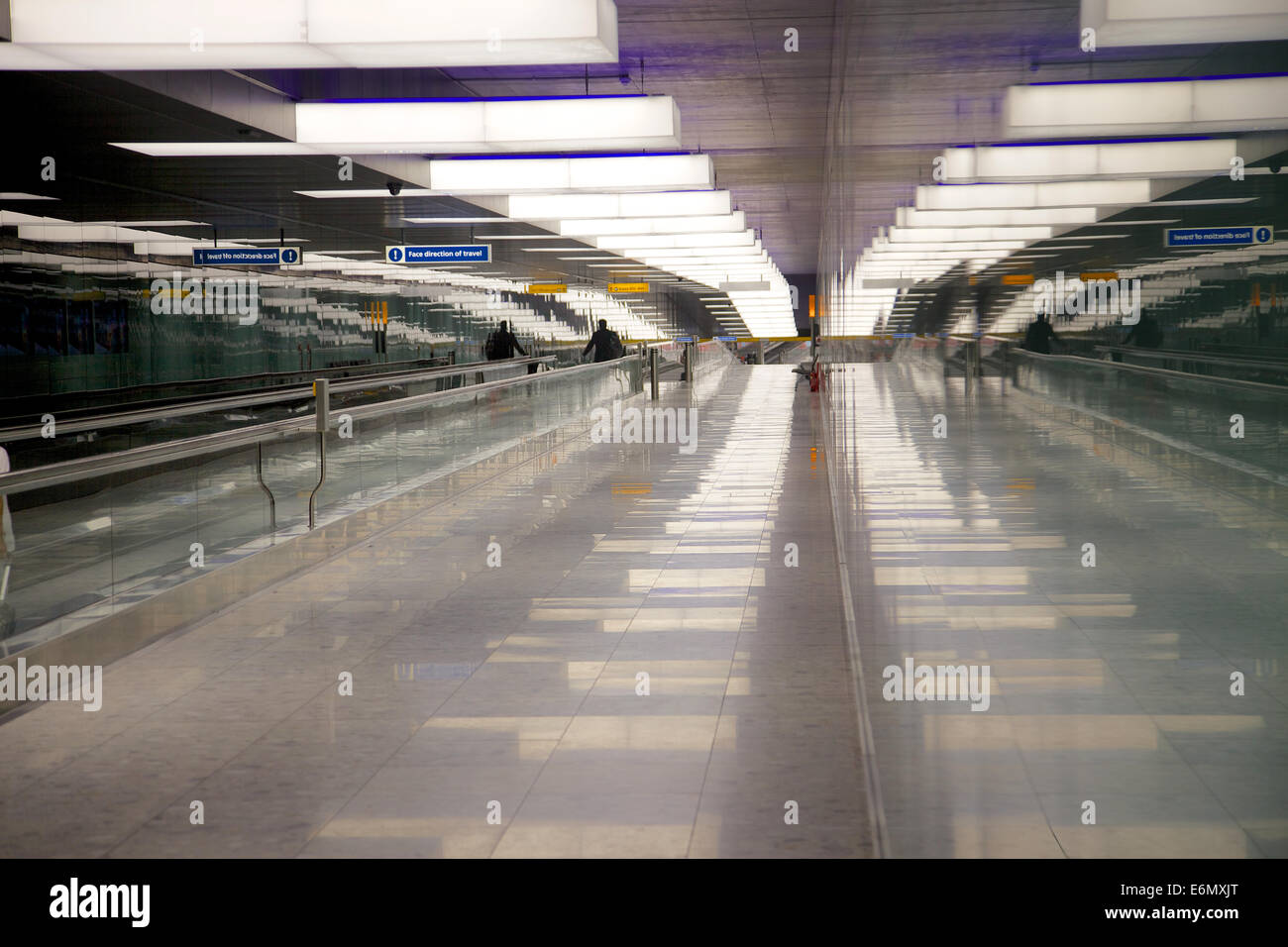 A walkway in the new terminal 2 building at Heathrow airport, London ...