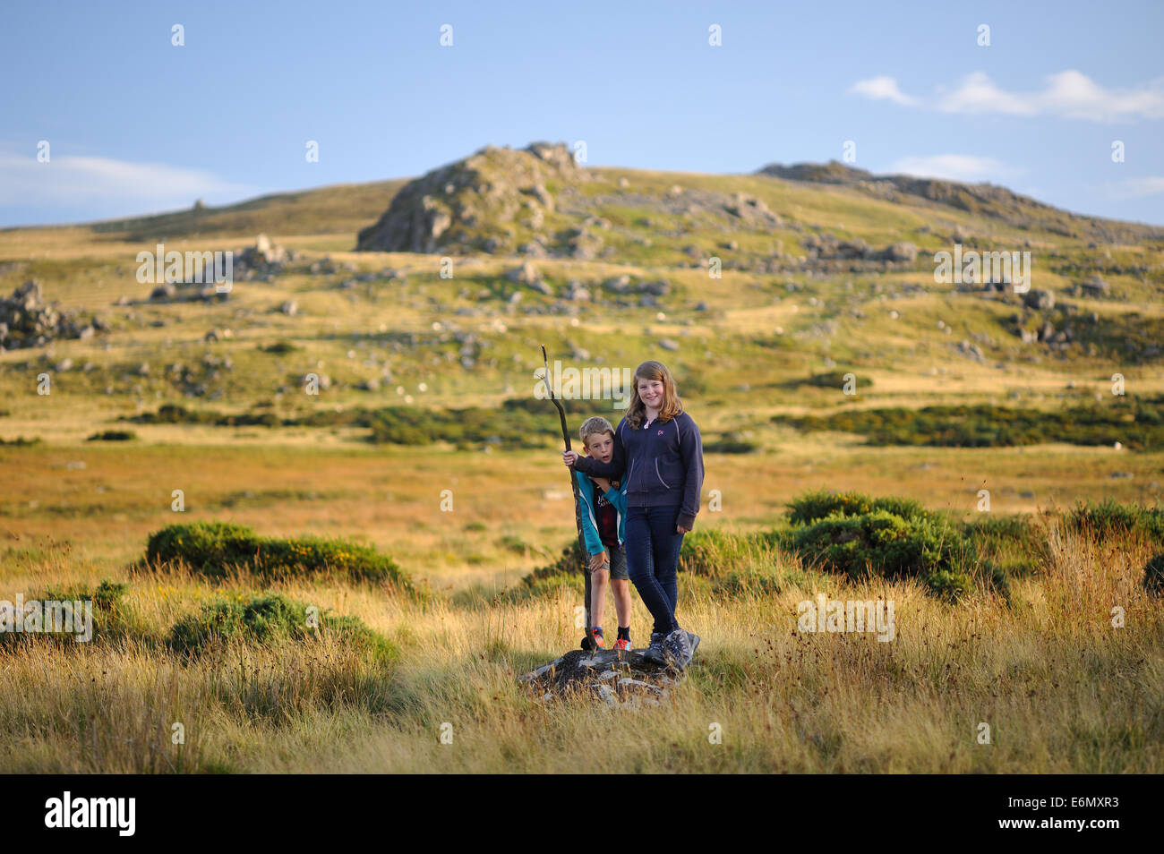 children walking preseli hills pembrokeshire wales Stock Photo - Alamy