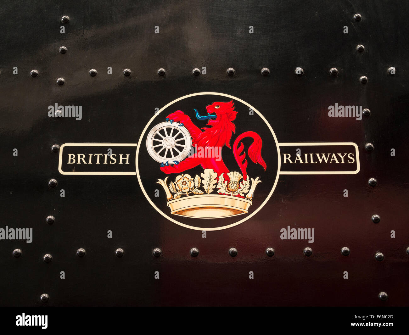 British Rail logo on a vintage steam engine at the Lakeside and ...