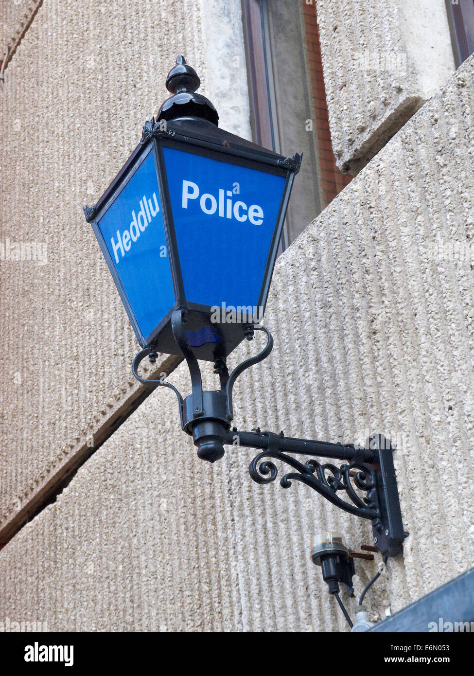 Police light on outside wall in Rhyl Wales UK Stock Photo - Alamy