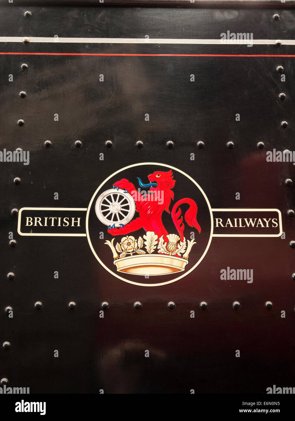 British Rail logo on a vintage steam engine at the Lakeside and ...