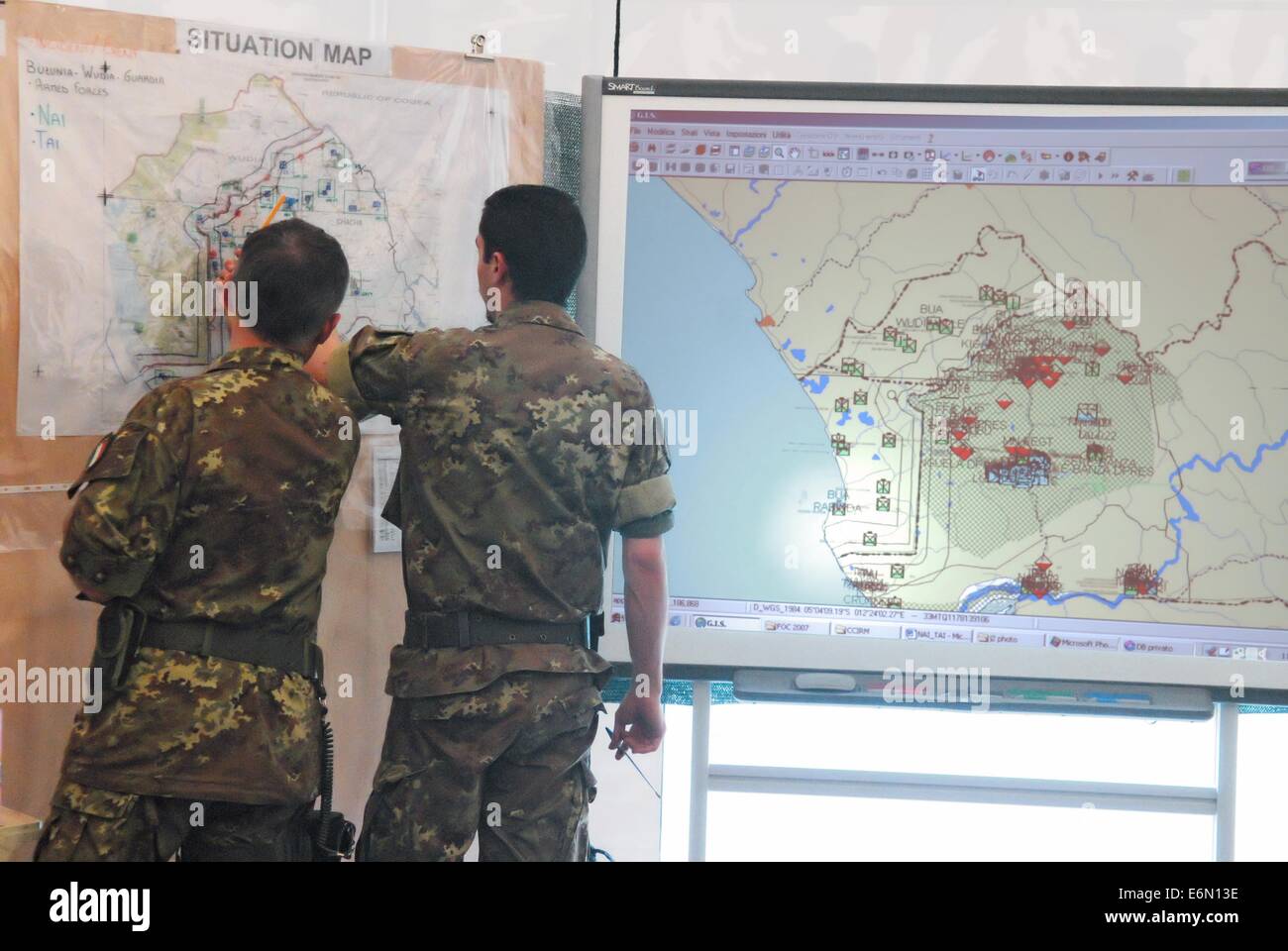 MLF, European Multinational Land Force; interior of field command post ...