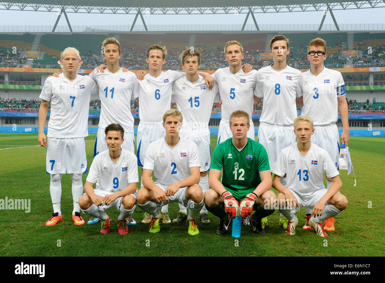 Nanjing, China. 27th Aug, 2014.Team Iceland pose before the men's ...
