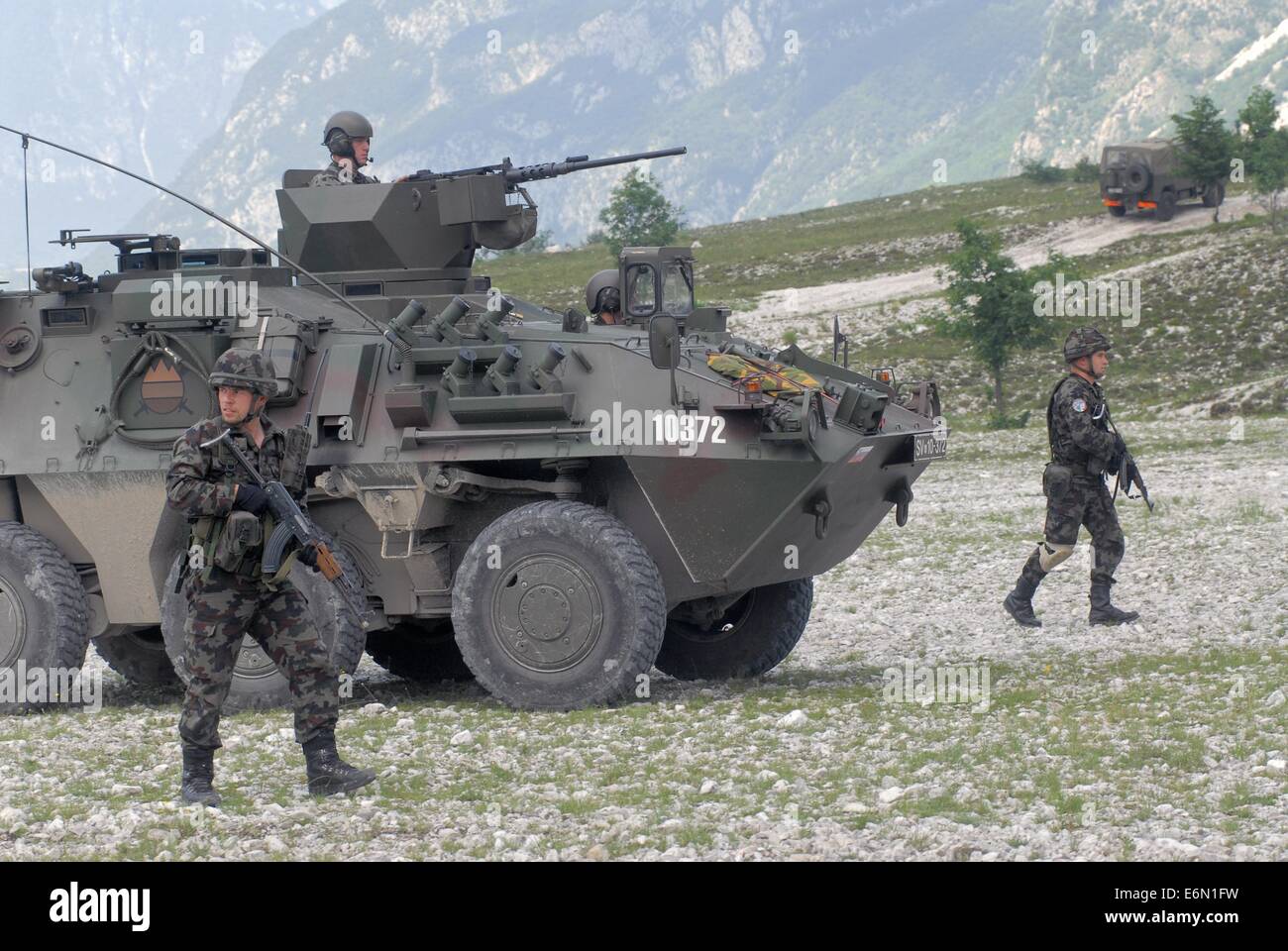 MLF, European Multinational Land Force; Slovenian army, infantry patrol ...