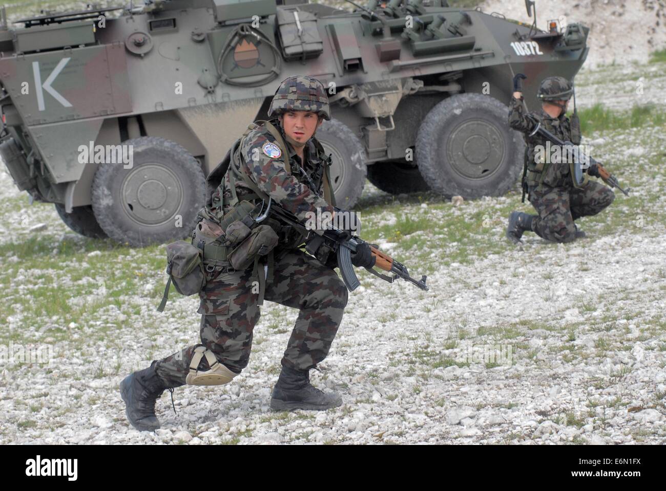 MLF, European Multinational Land Force; Slovenian army, infantry patrol ...