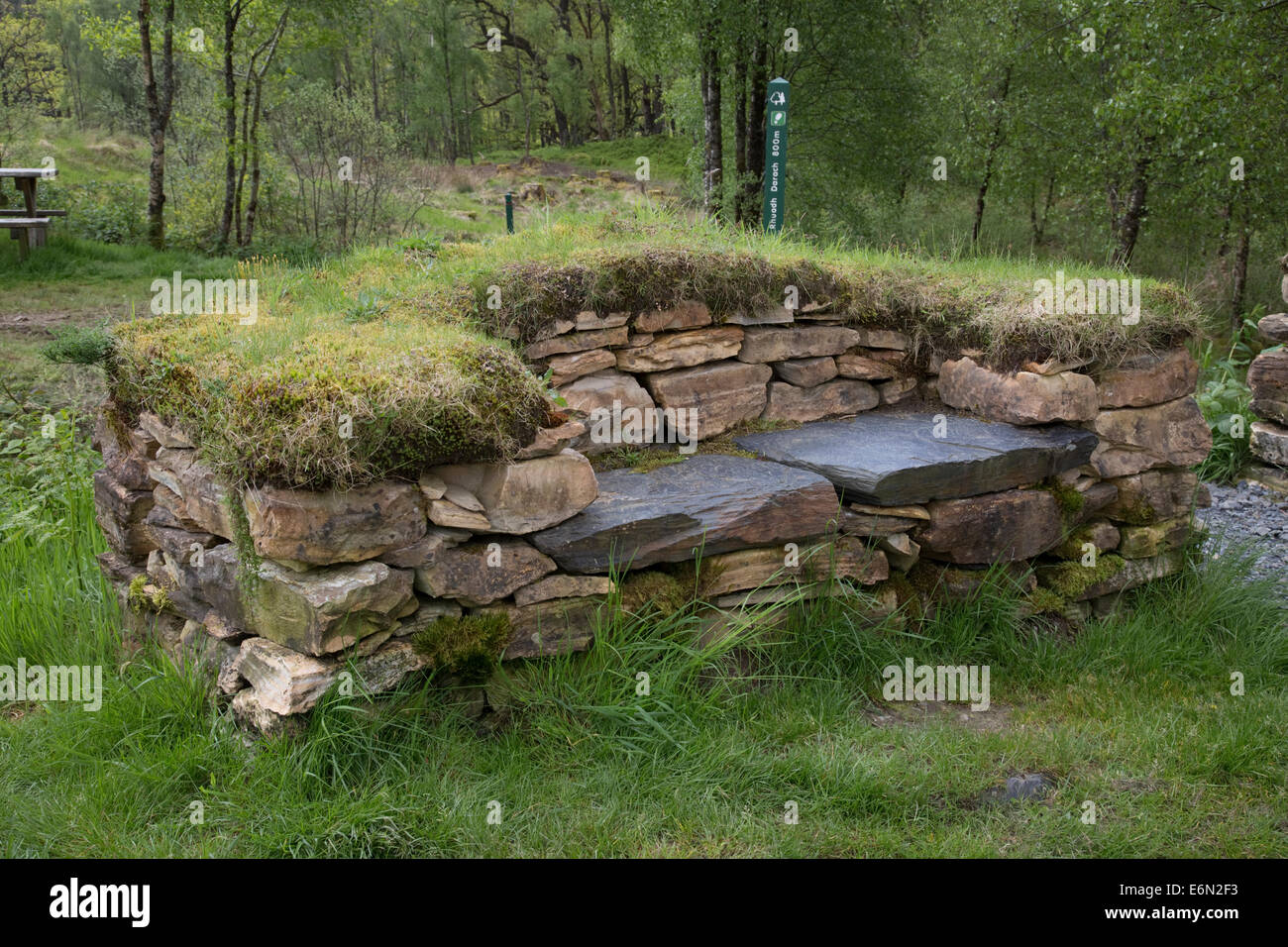 Natural seat made of stone and turf Strone Hill Argyll Isle of Mull ...
