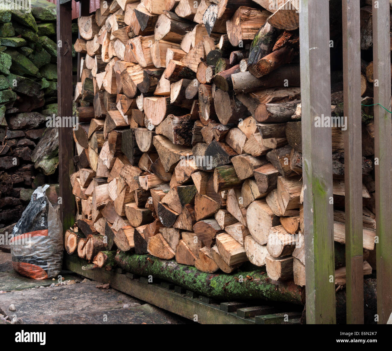 log pile for domestic fuel Stock Photo - Alamy