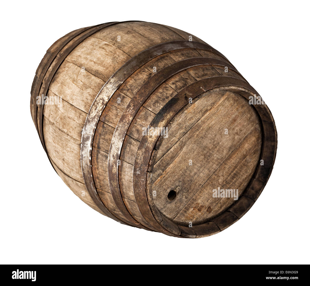 image of classic wood barrel on white background Stock Photo - Alamy
