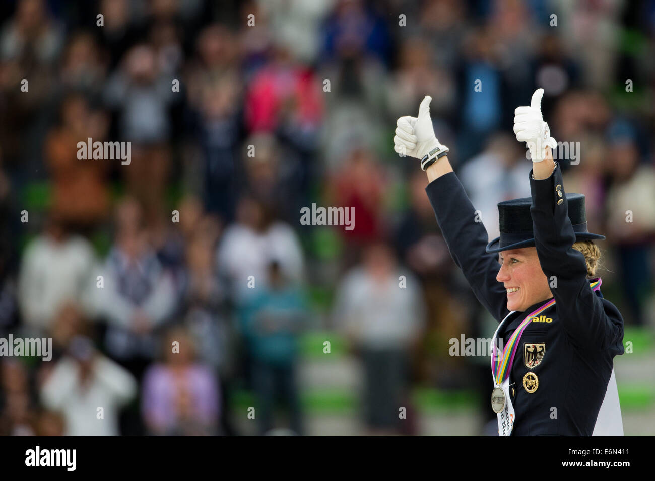 Caen, France. 27th Aug, 2014. German Dressage rider Helen ...