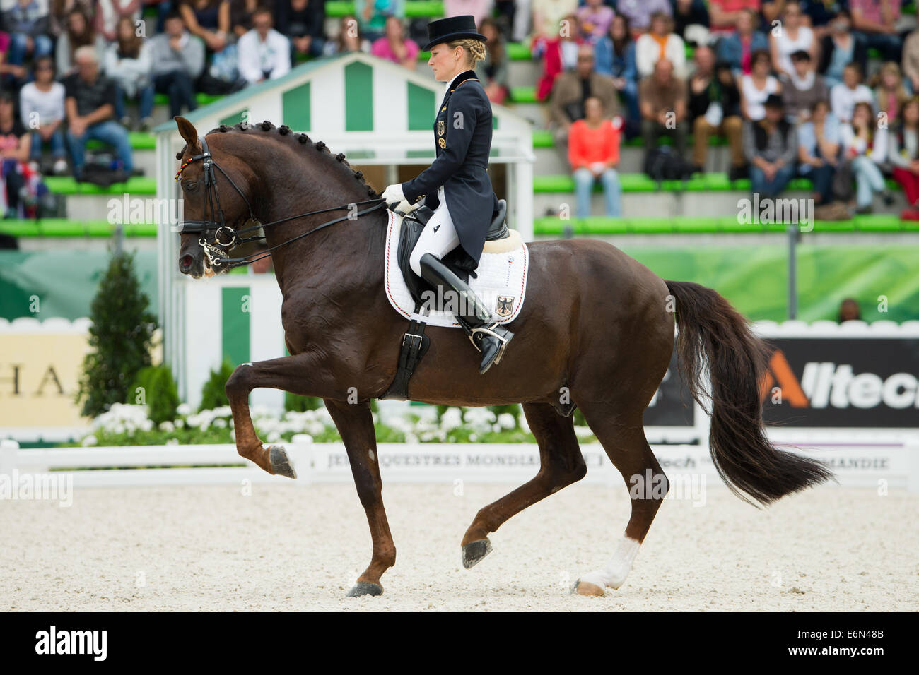 Caen, France. 27th Aug, 2014. German Dressage rider Helen ...